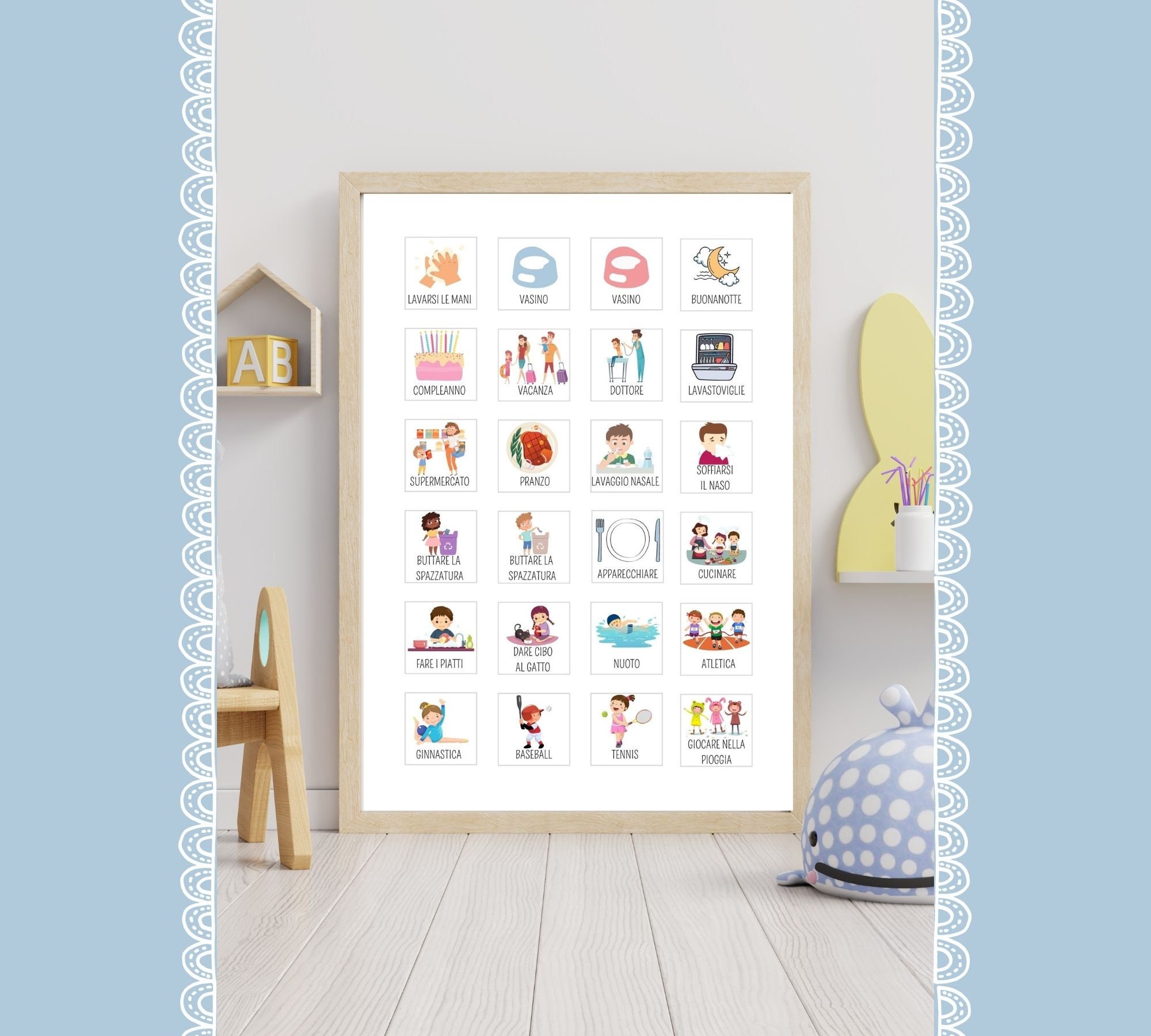 Italian Daily Routine Chart for Kids, Visual Schedule (PDF Pattern) - Etsy