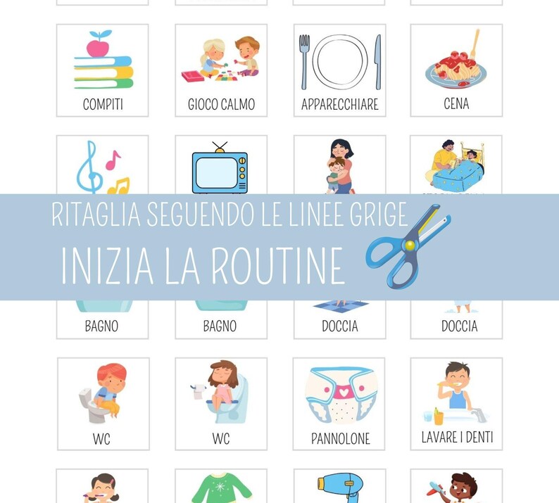Italian Daily Routine Chart, Kids Visual Schedule (printable PDF ...