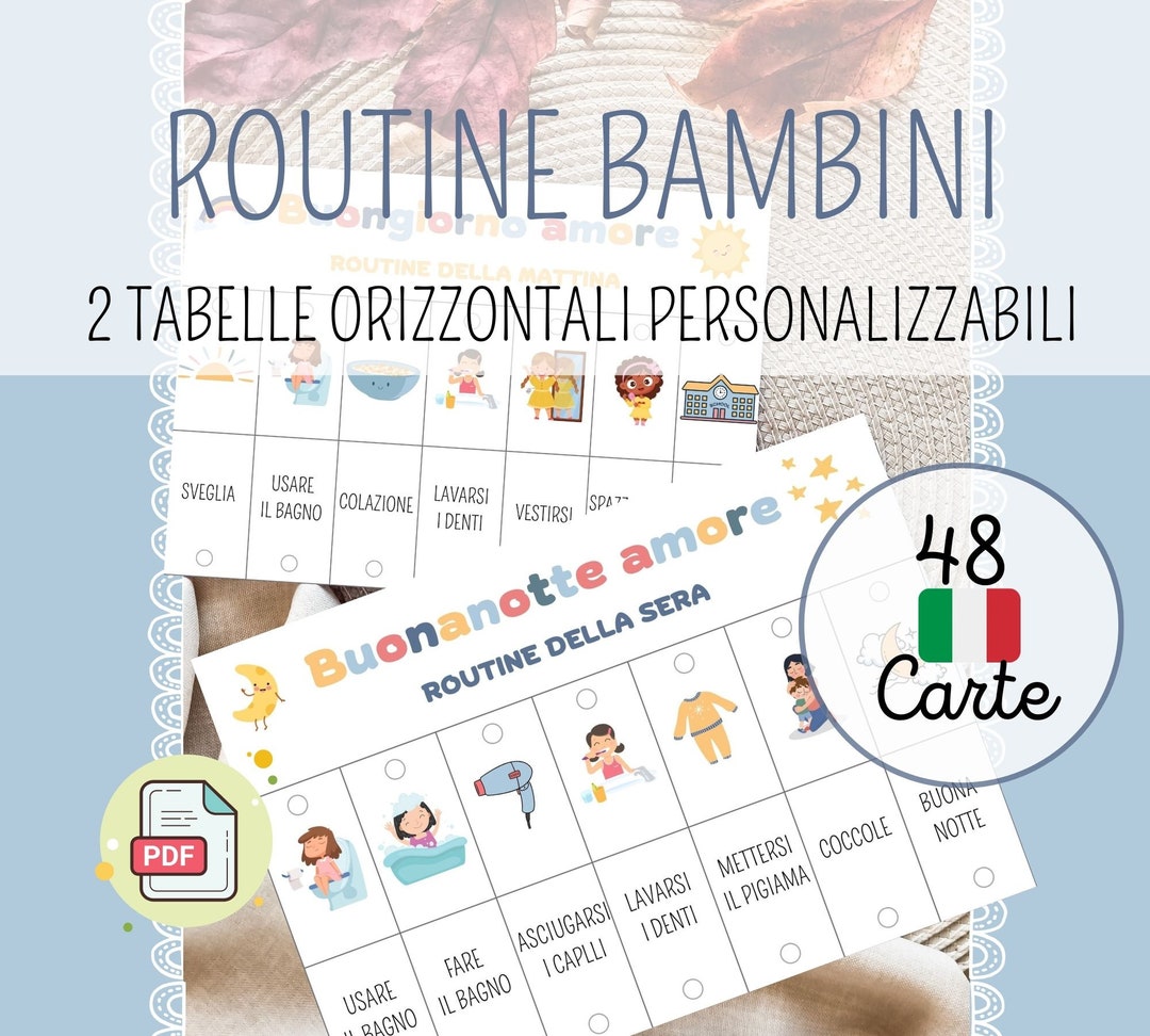 Italian Daily Routine Chart, Kids Visual Schedule (printable PDF) - Etsy