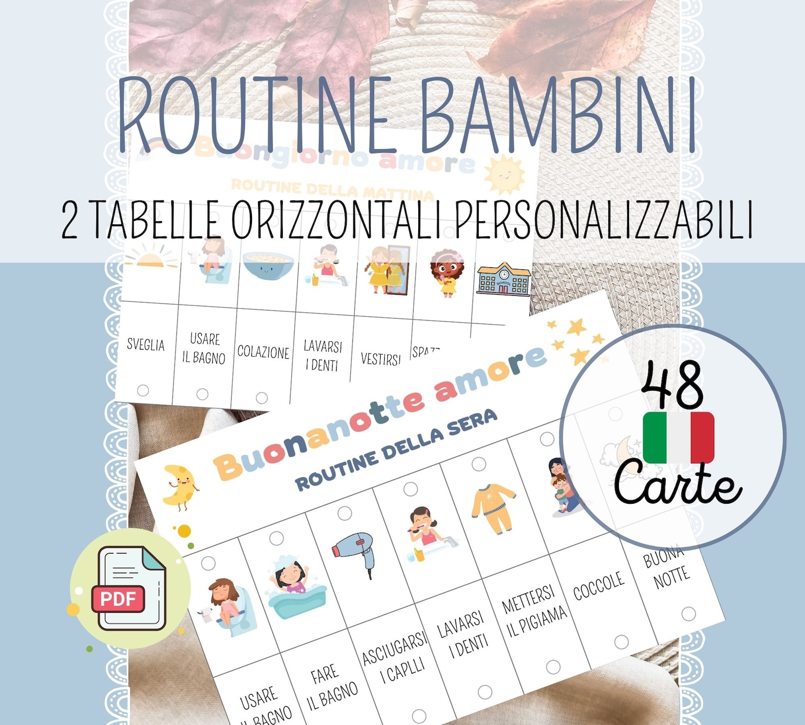 Italian Daily Routine Chart, Kids Visual Schedule (printable PDF) - Etsy