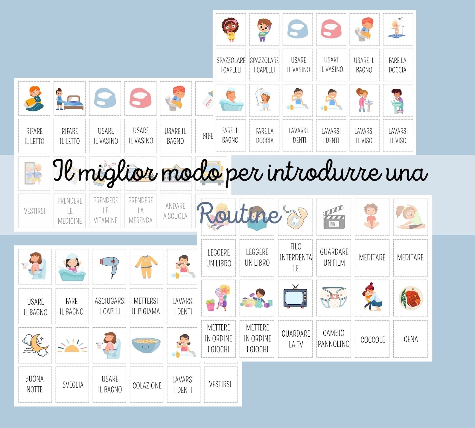Italian Daily Routine Chart, Kids Visual Schedule (printable PDF) - Etsy