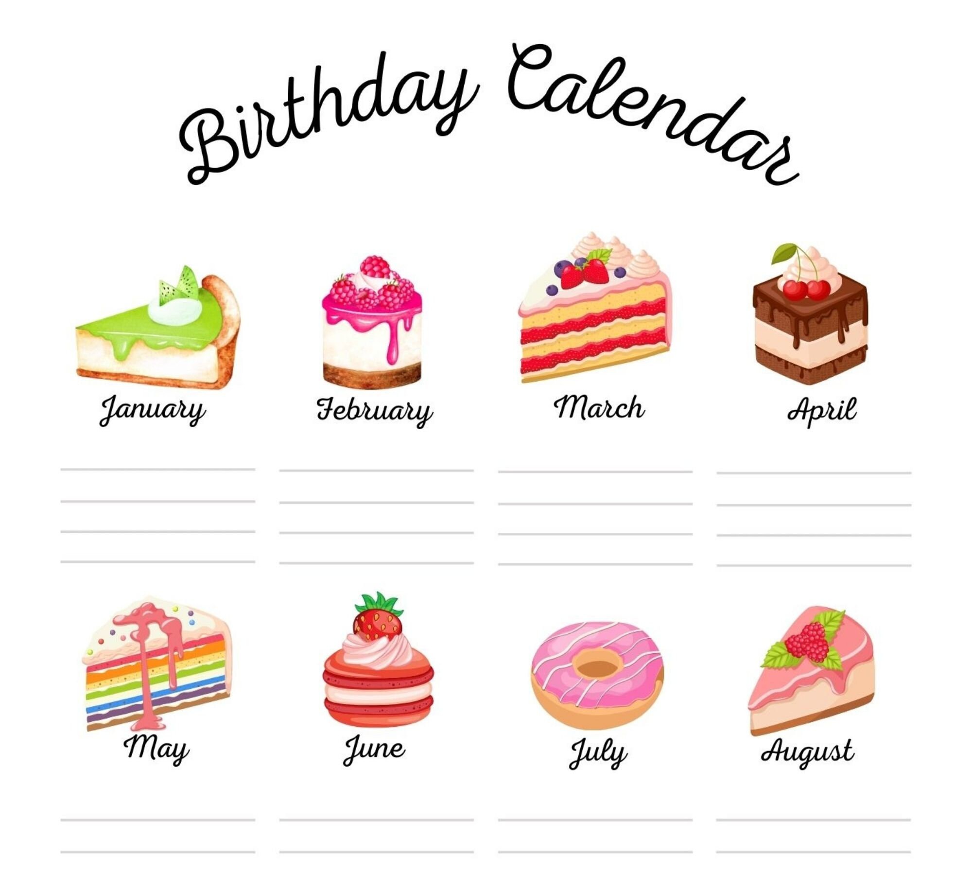 BIRTHDAY TRAKER, Birthday Calendar, Printable Birthday List, Birthday ...