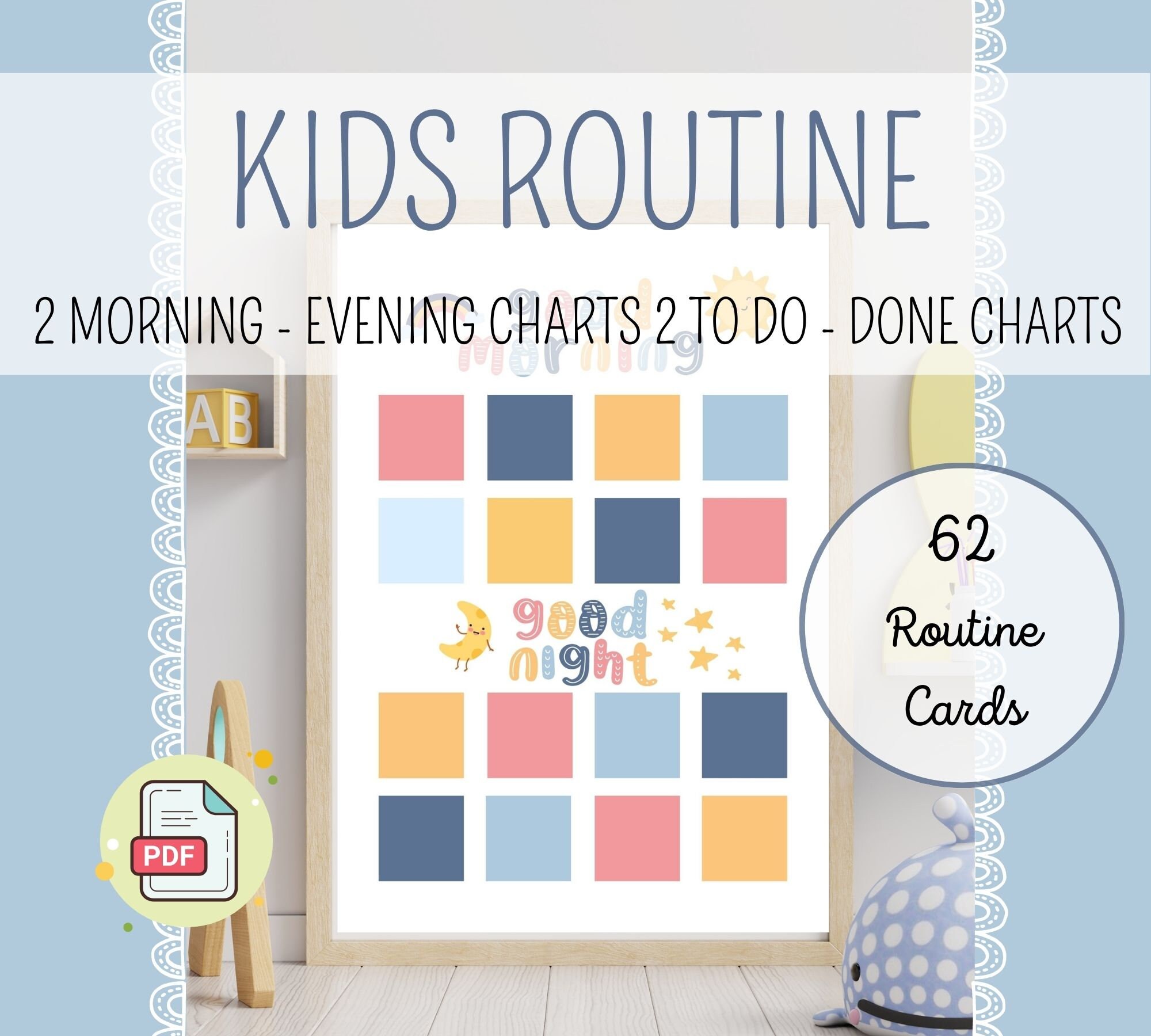 KIDS ROUTINE, Toddler Daily Routine Chart, Morning and Evening ...