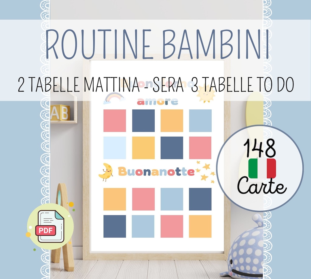 Italian Daily Routine Chart for Kids, Visual Schedule (PDF Pattern) - Etsy