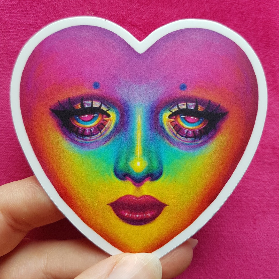 Rainbow Love Heart Face Sticker Waterproof Matte Finish - Etsy