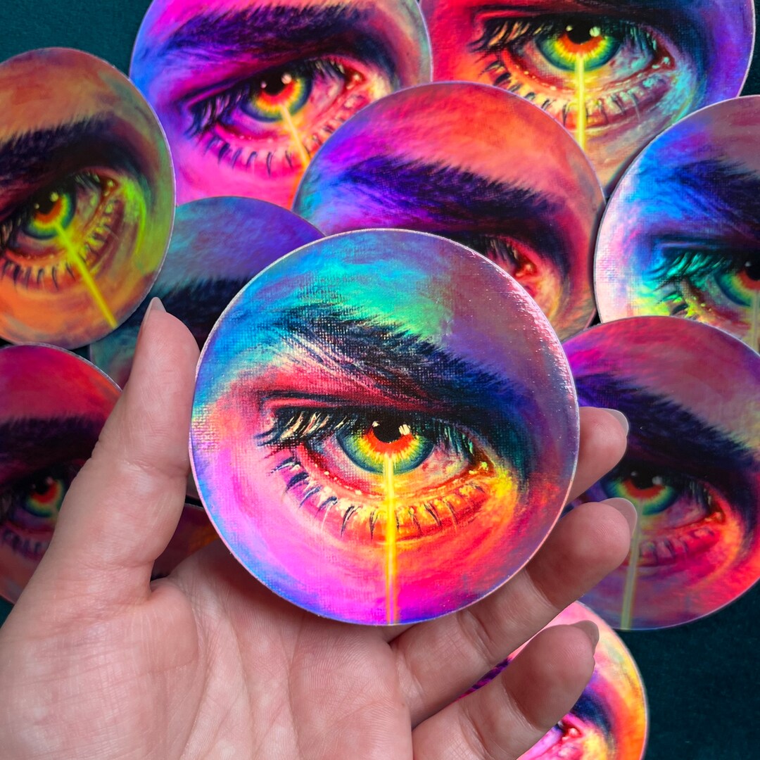Holographic Eye Sticker- Waterproof + Dishwasher Safe Vinyl - Rainbow ...