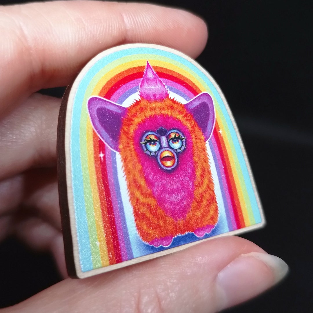 Rainbow Furby Wooden Pin Badge 80s/90s Toy Design Kidcore Accessories ...