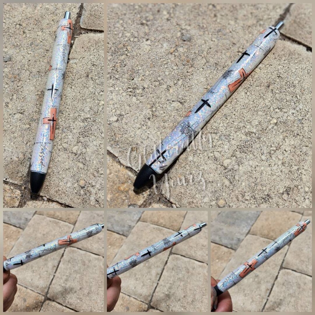 Blessed! Glitter Gel Pens, Christian Gift Pen, Faith Pen, Custom Cross ...