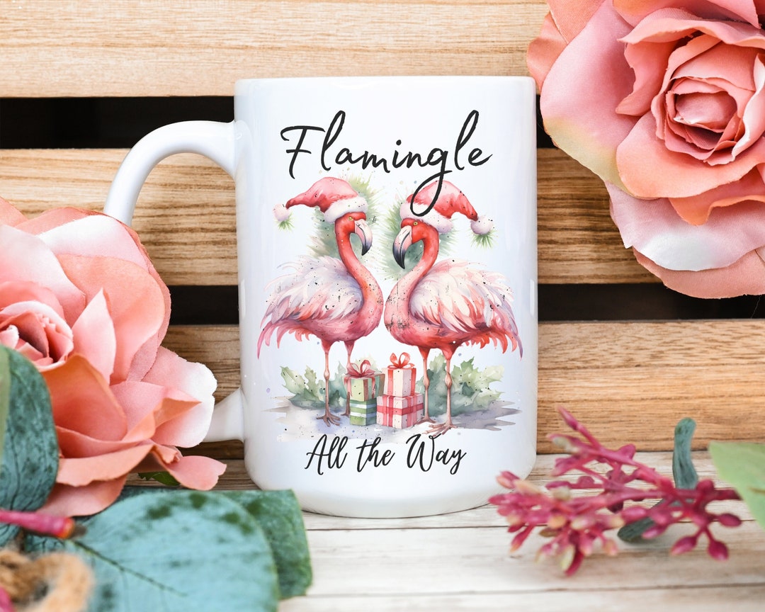 Customizable Pink Flamingo Christmas Mug, Christmas Flamingle Cup ...