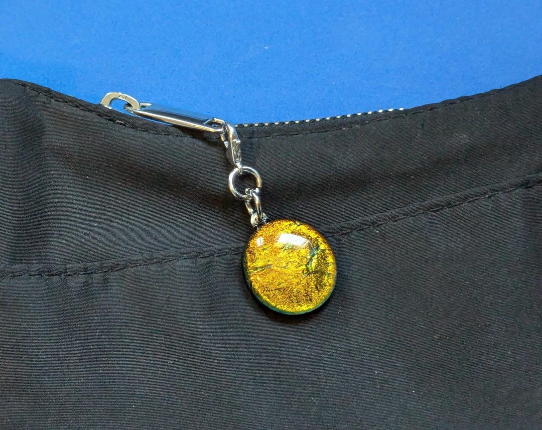 Dichroic Fused Glass Zipper Pull: Golden Yellow Charm - Etsy