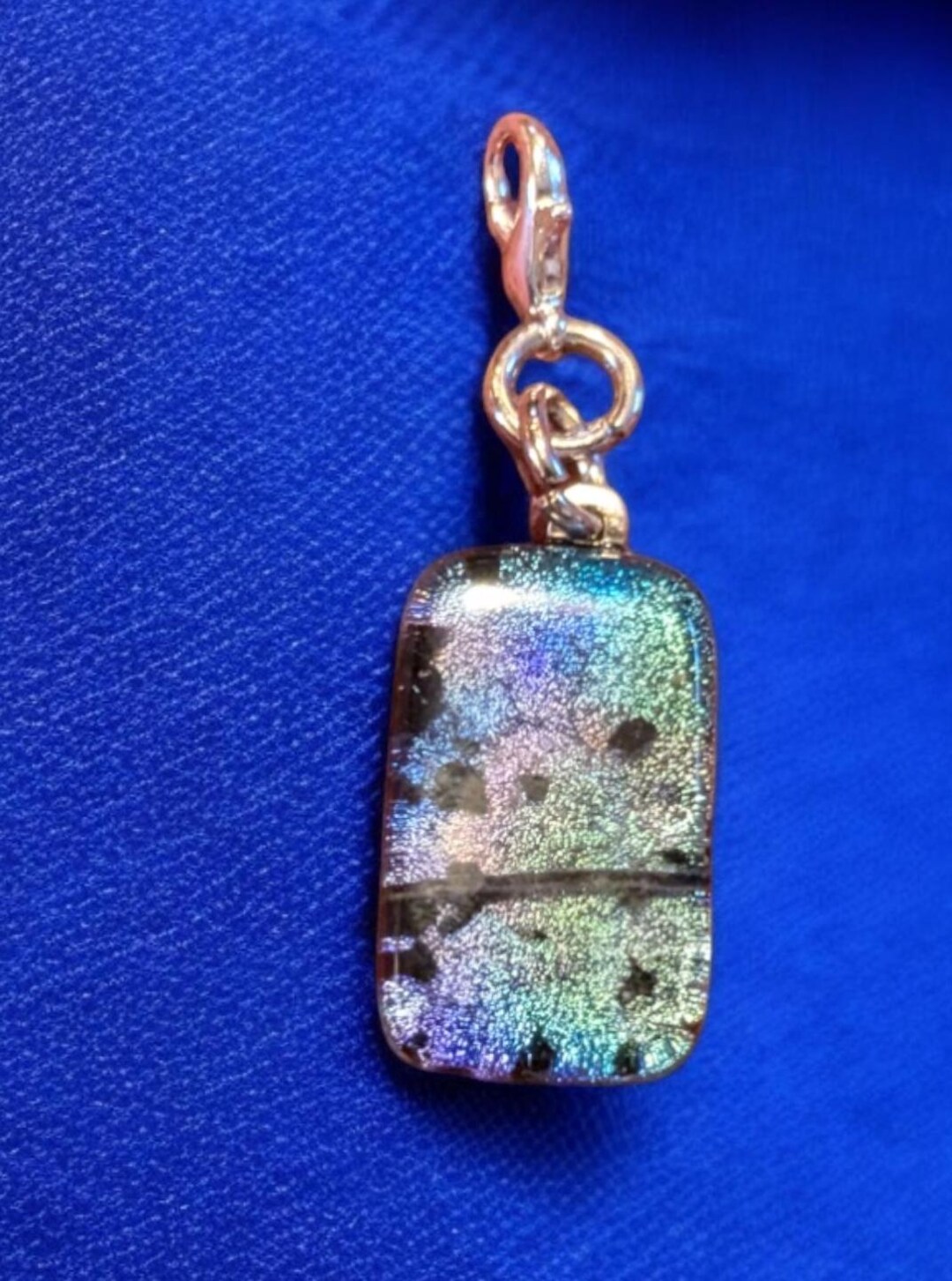 Dichroic Fused Glass Zipper Pull: Pastel Colors, Black Line Art - Etsy