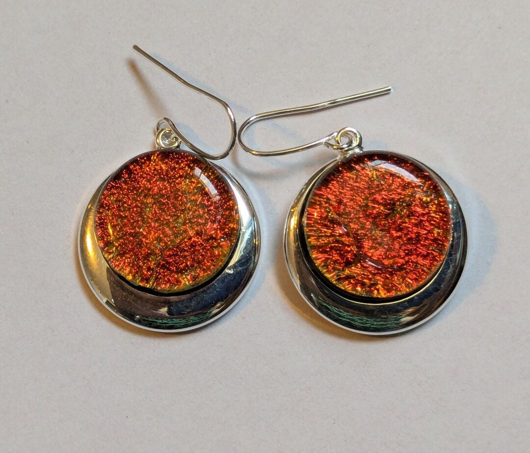 Burnt Orange Dichroic Gems in Sterling Silver Setting--- Item GE130 - Etsy