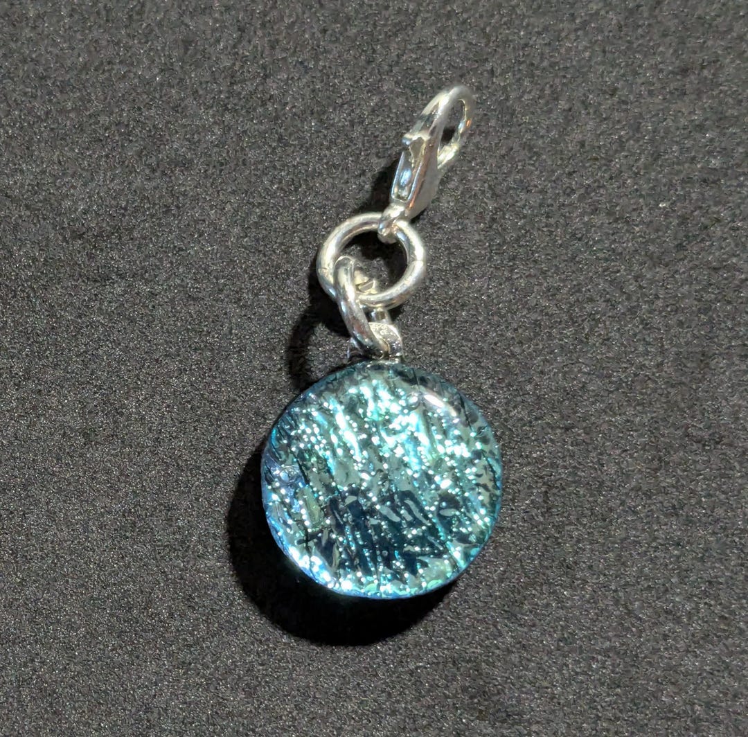 Dichroic Fused Glass Zipper Pull: Light Blue Crinkle Charm - Etsy