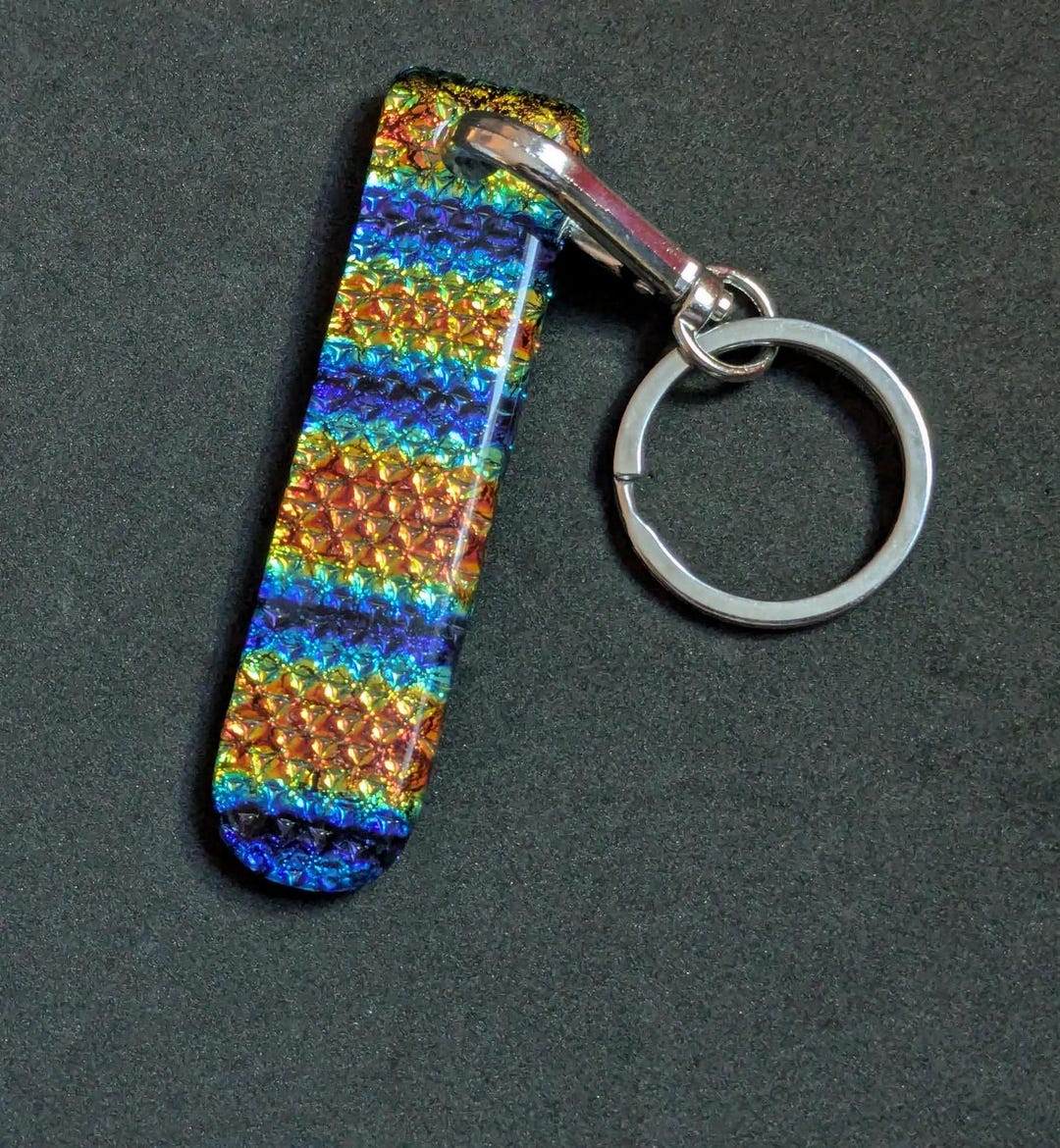 Key Chain: Blue, Yellow and Orange Diamond Patterned Key Ring---item ...