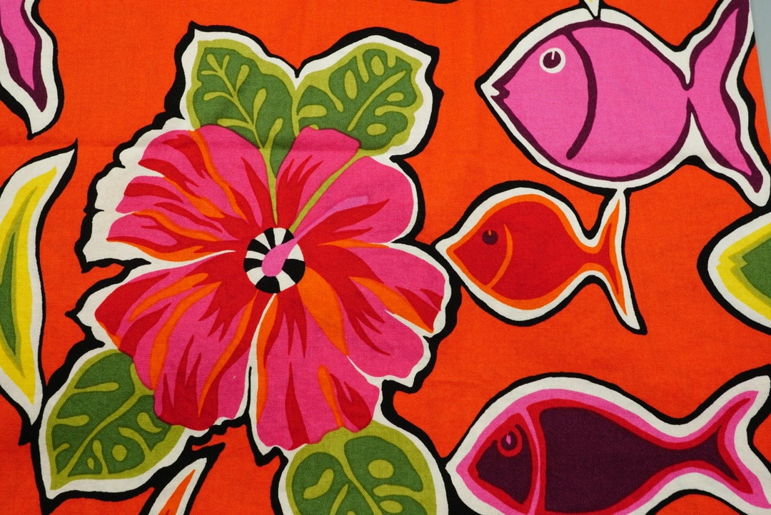 Cotton Quilting Fabric, Tropical Fish Pattern, Pink, Orange, and Green ...