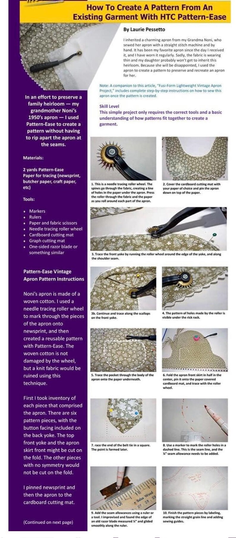 New Sewing Notions, HTC Pattern Ease Tracing Paper for Pattern Making ...