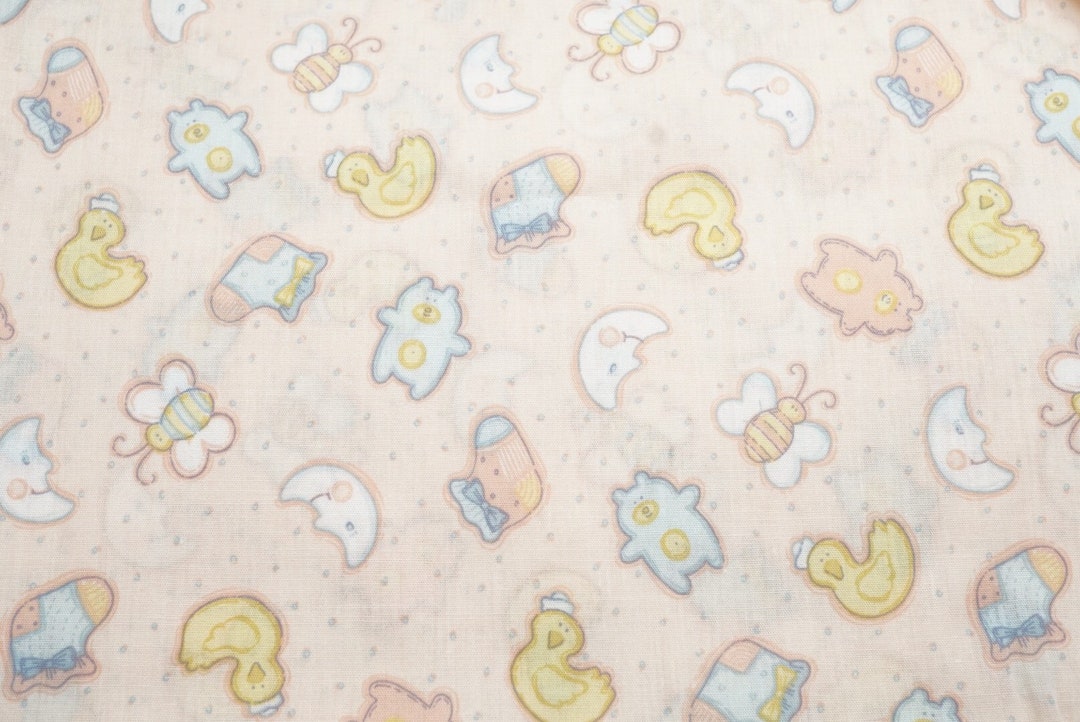 Baby Quilting Cotton Fabric, Pastel Animals Pattern; Pink, Blue, and ...
