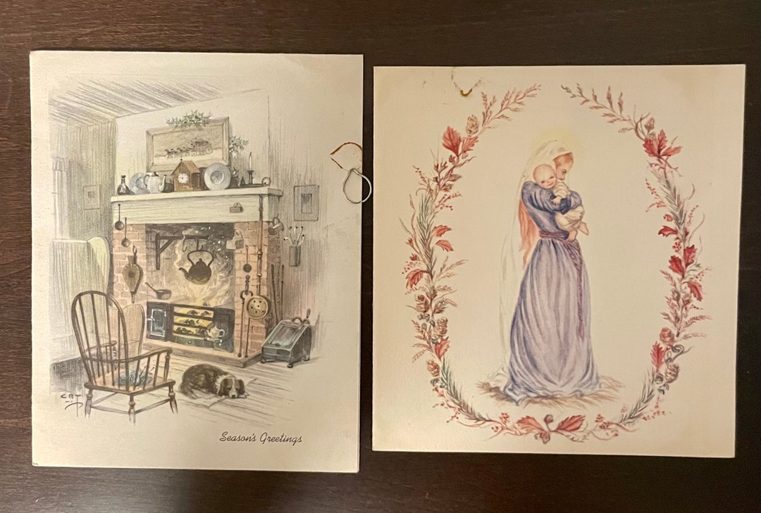 Vintage 1950's Litho'd Christmas Cards 8 Vintage Christmas Greeting ...