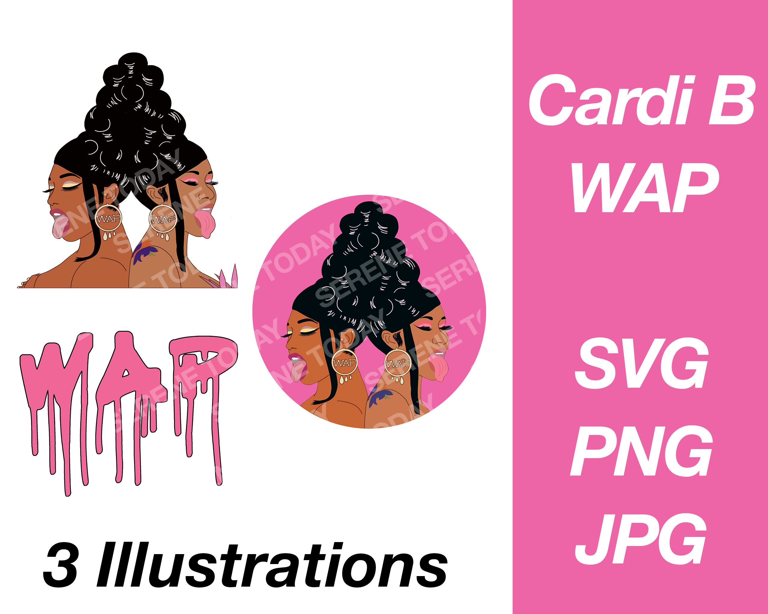 Cardi B WAP SVG 3 Pack / Megan Thee Stallion / WAP Svg, Png, Jpeg, Jpg ...