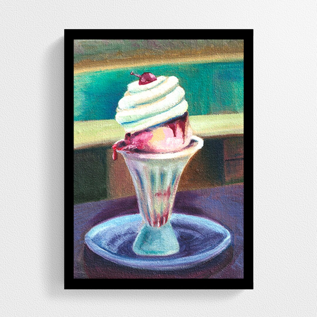 Ice Cream Sundae Oil Painting Print - Etsy