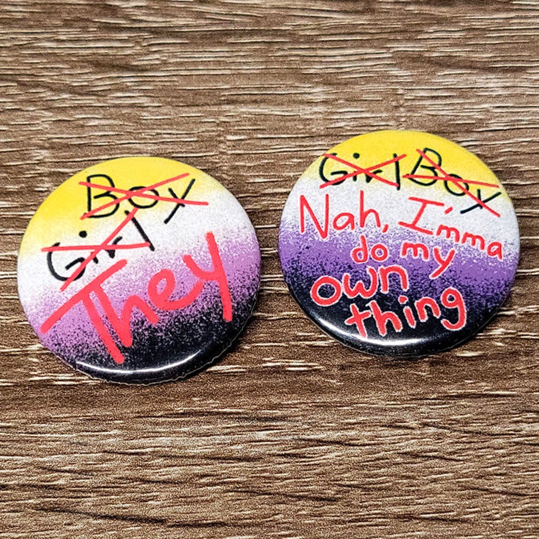 Non-binary Buttons Paint Splatter Aesthetic They/them - Etsy