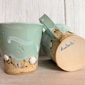 Handmade Beach / Ocean Style Mug With Seashells and Turtles, 14oz or ...