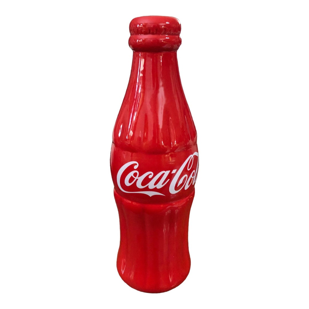 Coca-cola Coin Bank~red Glass~ Collectible Bottle~12”~tall~trademark ...