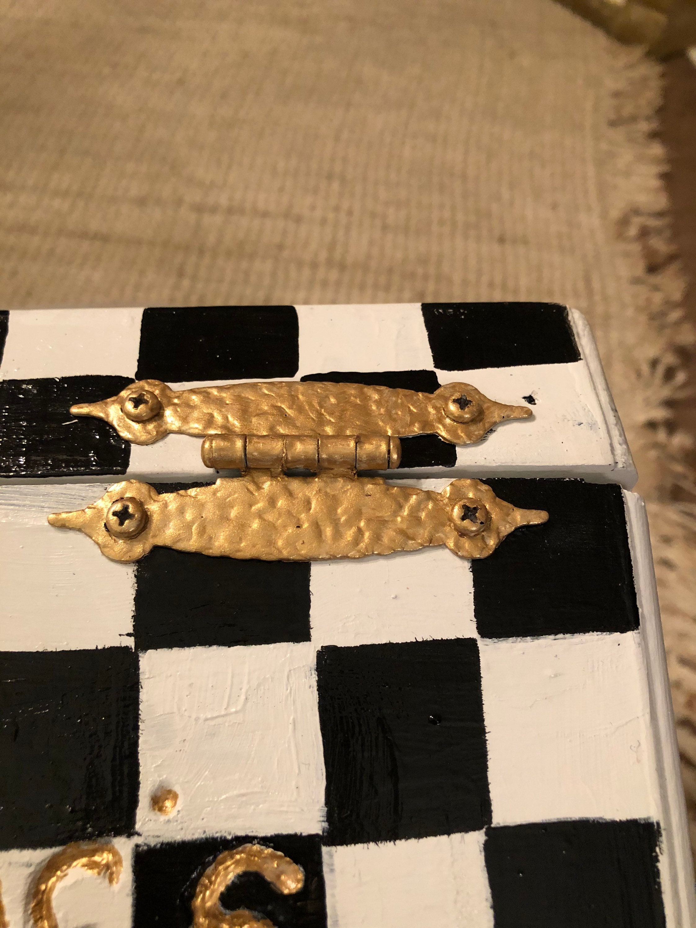 Recipe Box Wood Oversized Black and White Checkered 7.5X12.5 - Etsy