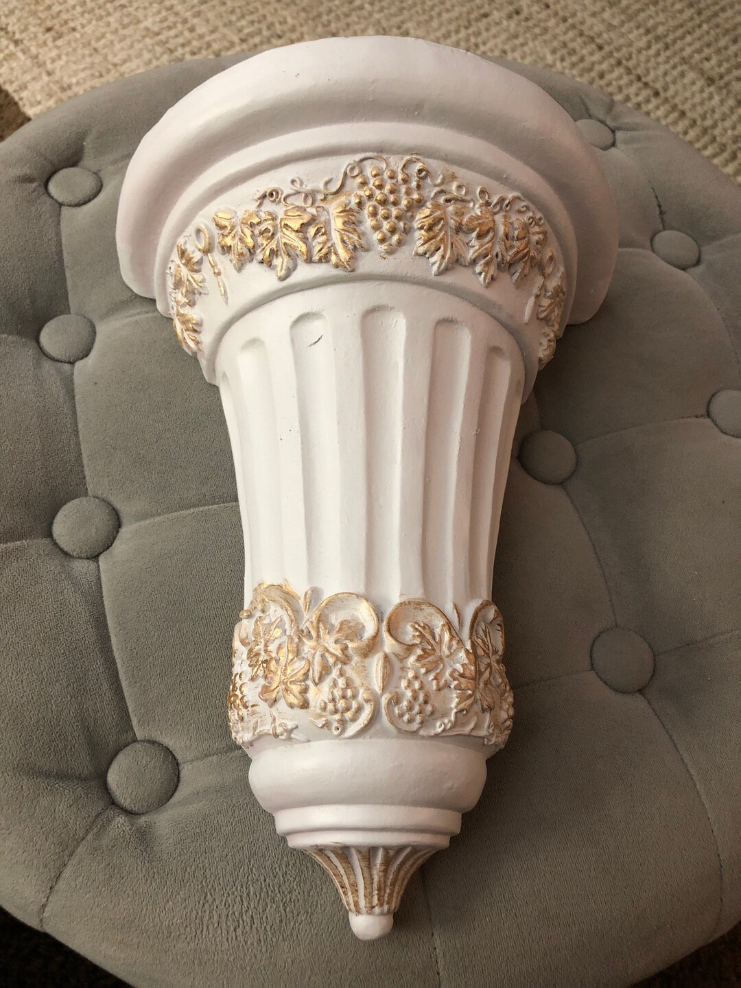 Sconce Wall Shelf White Gold Ornate Sponged Dabbed Shabby Chic Décor ...