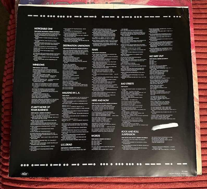 Missing Persons ‘spring Session M’ Vinyl 1982 Capitol Records - Etsy