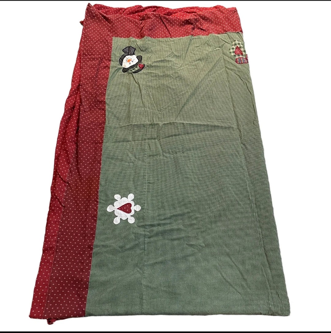 Christmas Country Primitive Tablecloth Reversible Green Gingham and Red ...
