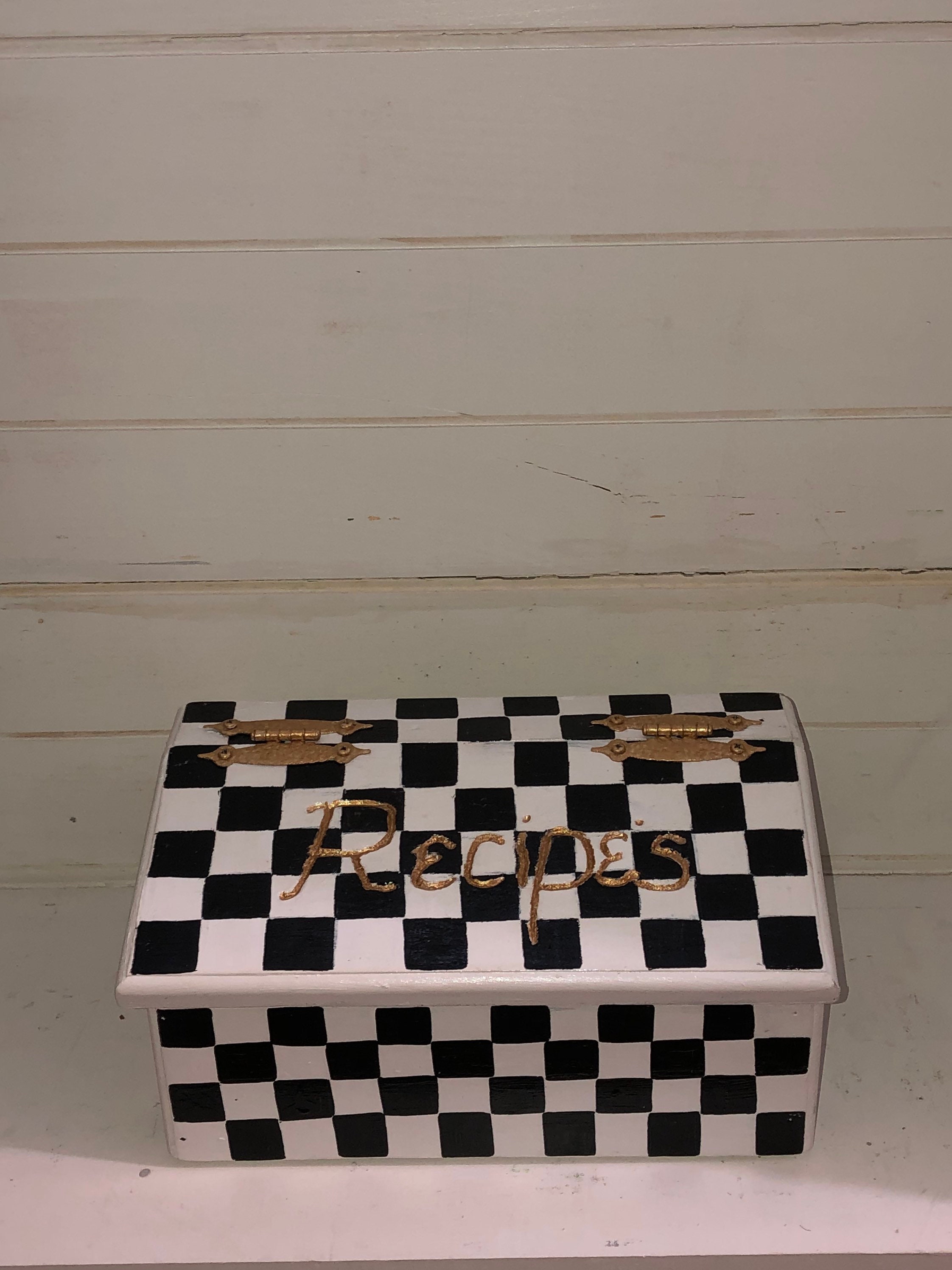 Recipe Box Wood Oversized Black and White Checkered 7.5X12.5 - Etsy