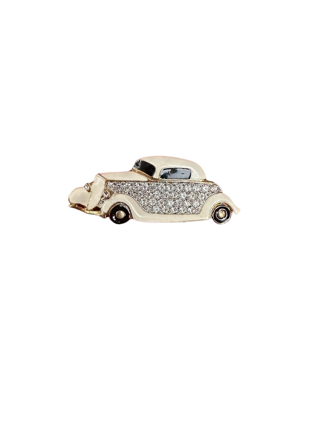 Classic Car Cadillac Brooch, Enamel Two Tone Gold Silver With ...