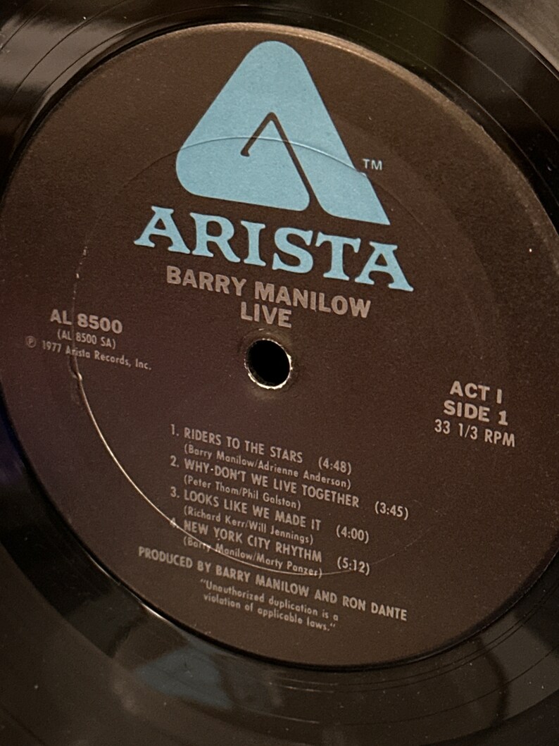 Barry Manilow Vinyl Gatefold Live 1977 Arista Records - Etsy