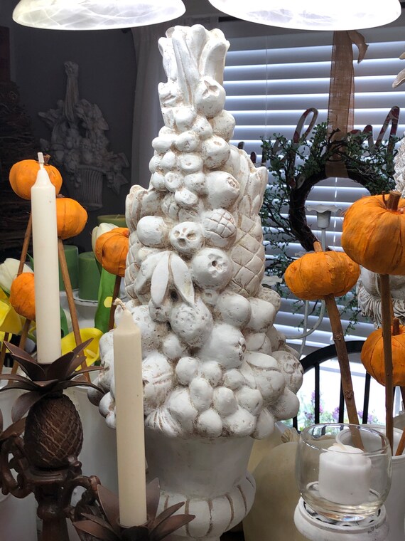 Fruit Topiary Tree Centerpiece Dry Brushed White - Etsy