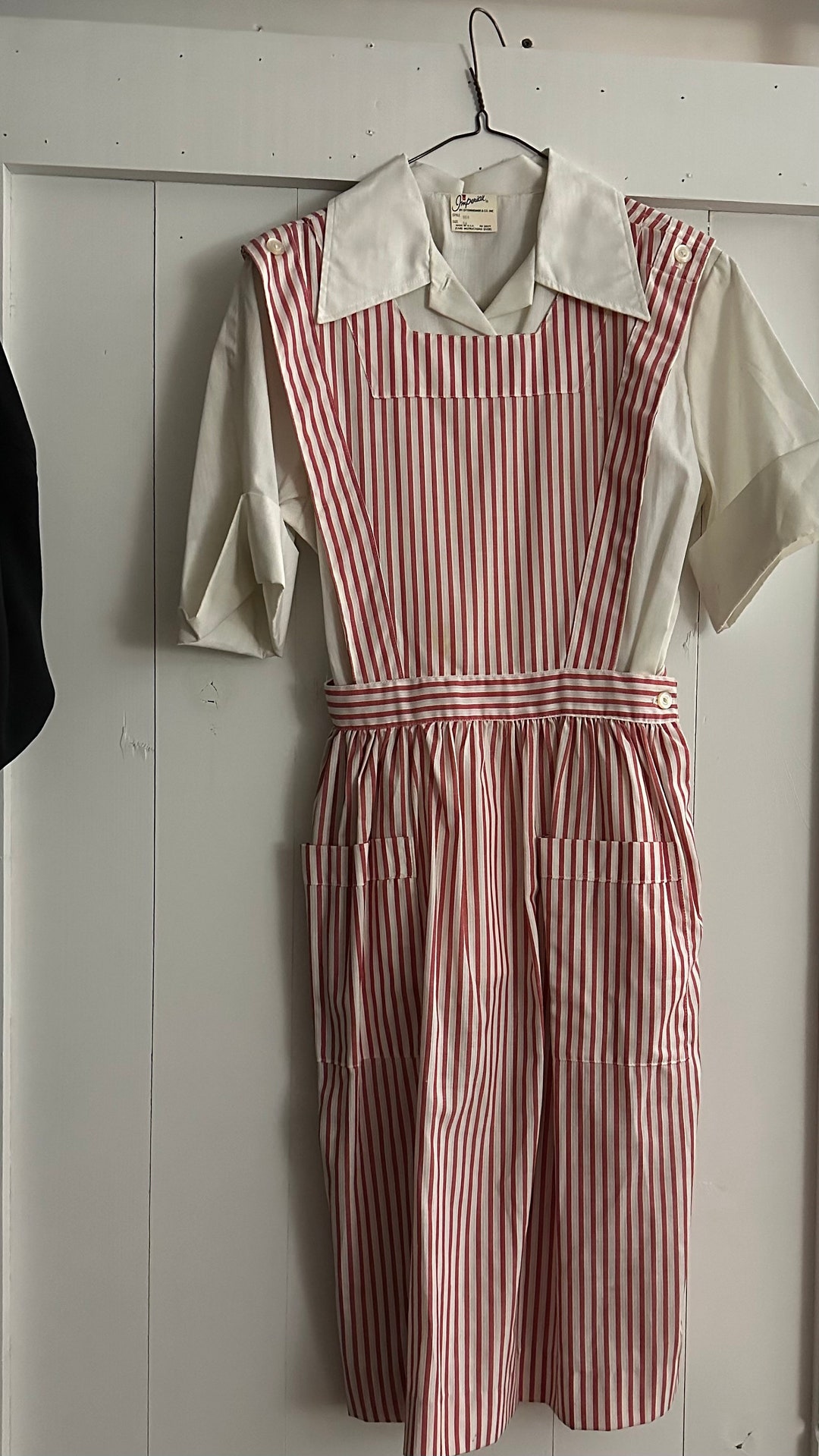 Vintage 60’s-70’s Candy Striper Pinafore Dress With Original White ...