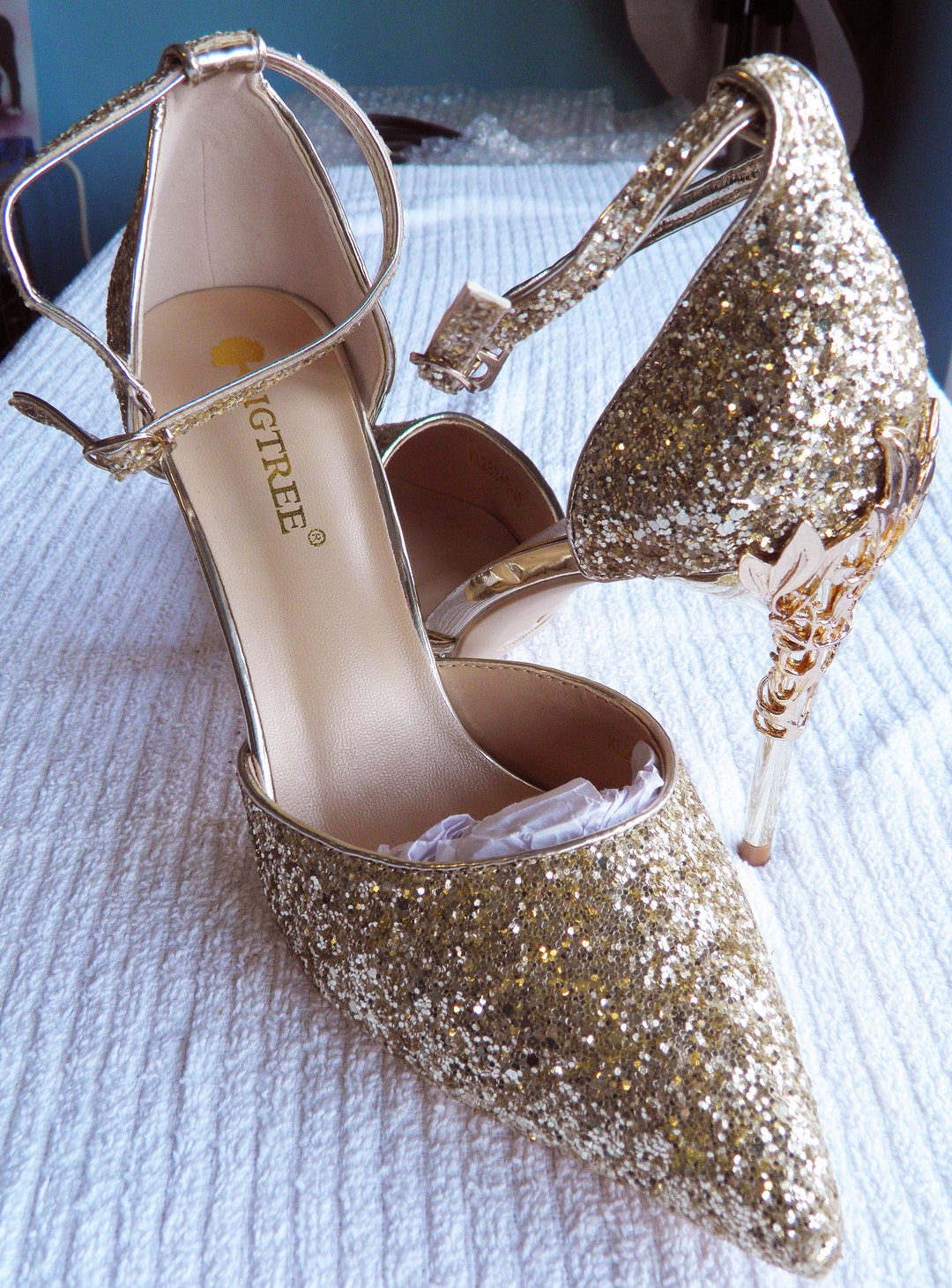 BIGTREE Women Pumps High Heels Gold Shoes ... NEW Never Worn - Etsy
