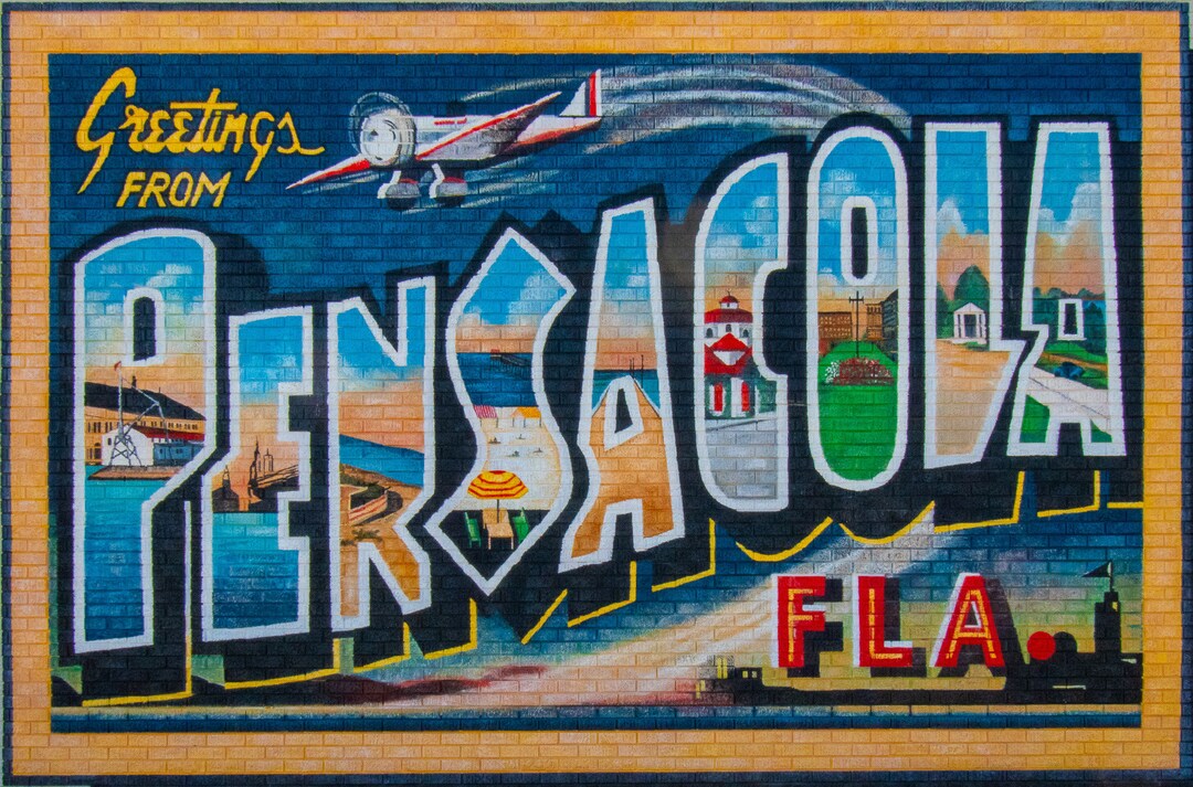 Iconic Pensacola Postcard Mural on Canvas - Etsy