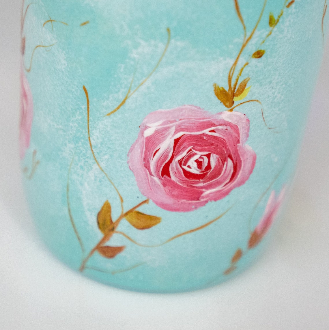 Blue and Pink Roses Hand Painted Wine Bottle - Etsy