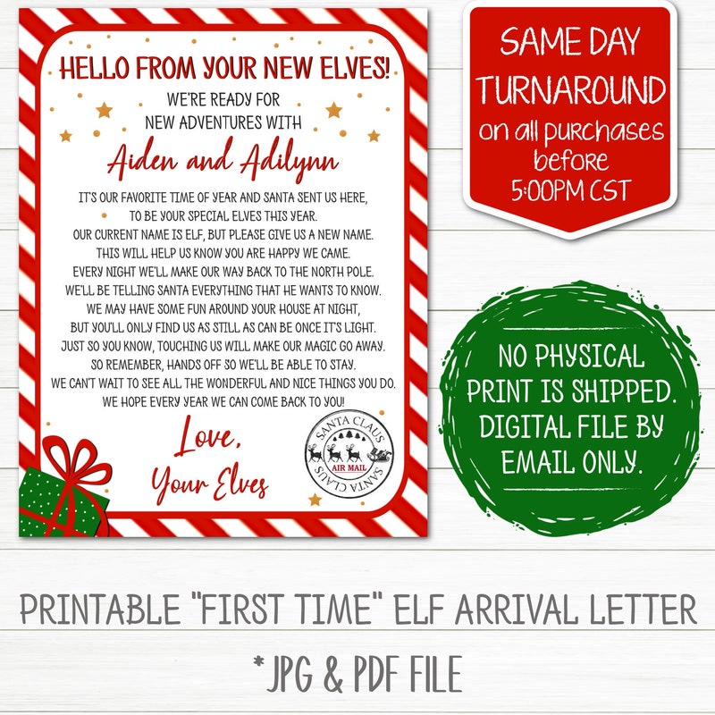 First Letter From Elf - Etsy