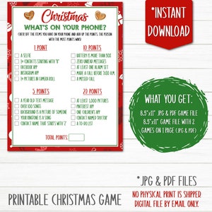 What's on Your Phone Christmas Game | Printable Christmas Games ...
