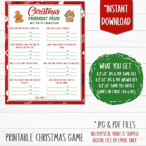 Christmas Friendly Feud Game | Printable Christmas Game | Instant ...