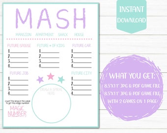 MASH Game Printable MASH Game Digital File Instant Download - Etsy