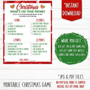 What's on Your Phone Christmas Game Printable Christmas - Etsy