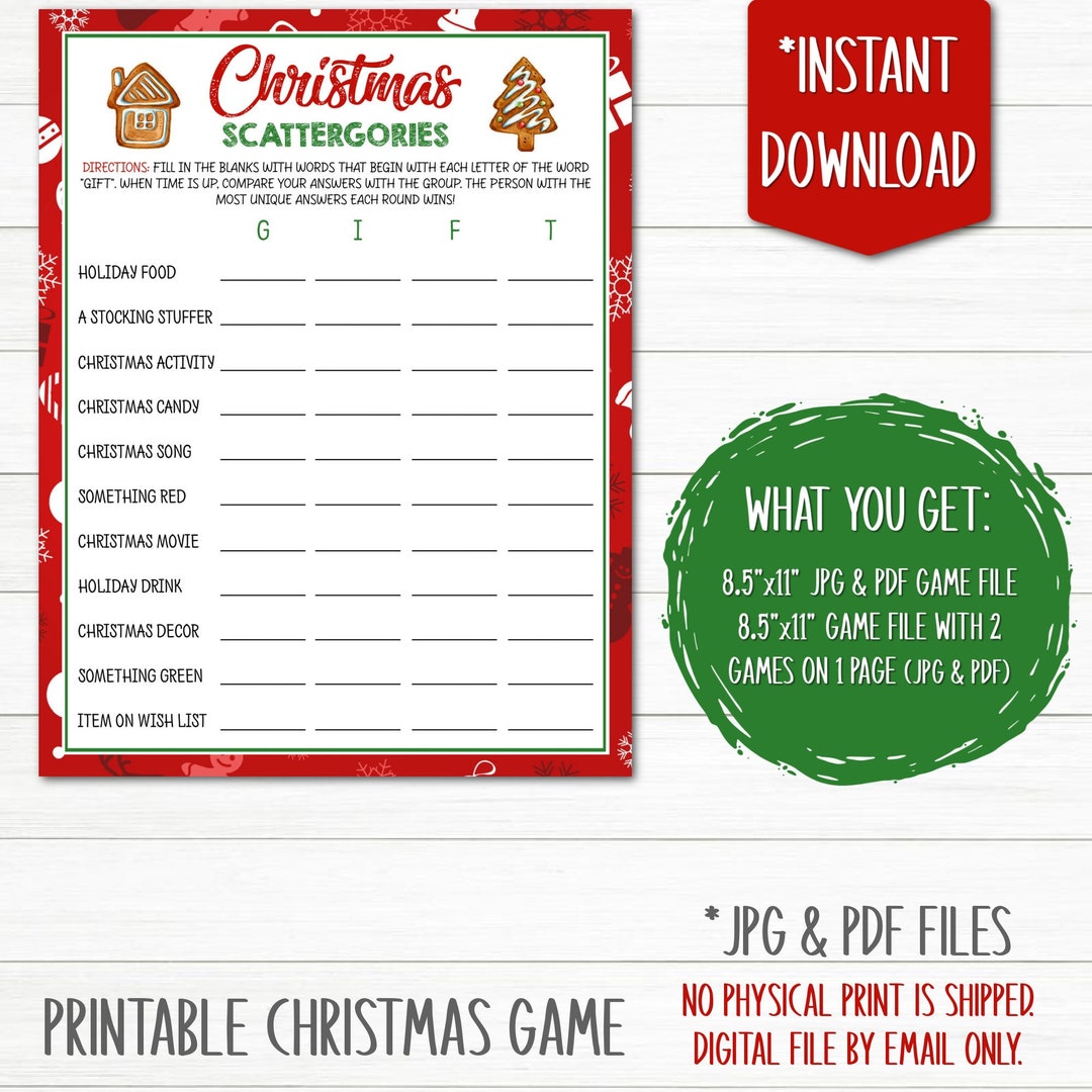 Christmas Scattergories Game | Printable Christmas Game | Holiday Games ...