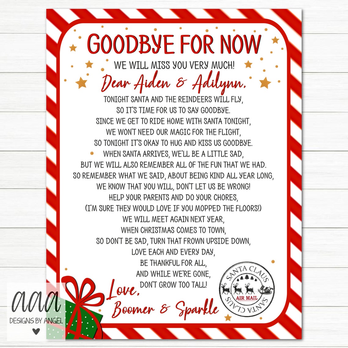 Elf Goodbye Letter Goodbye From Your Elf Elf Farewell - Etsy