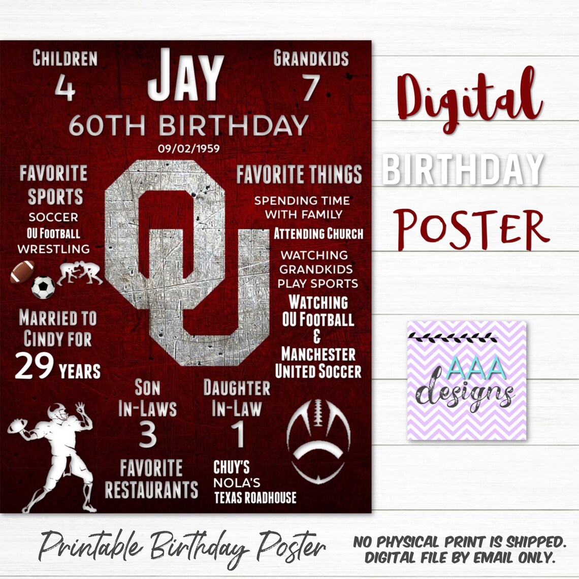 Oklahoma Sooners Birthday Poster Oklahoma Sooners Birthday - Etsy