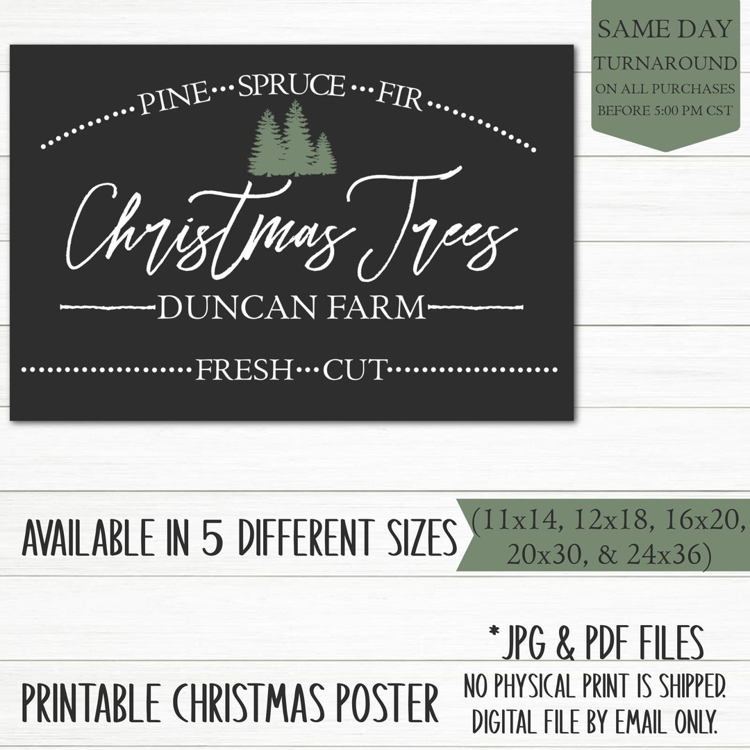 Personalized Christmas Tree Farm Sign Printable Christmas Tree Sign ...