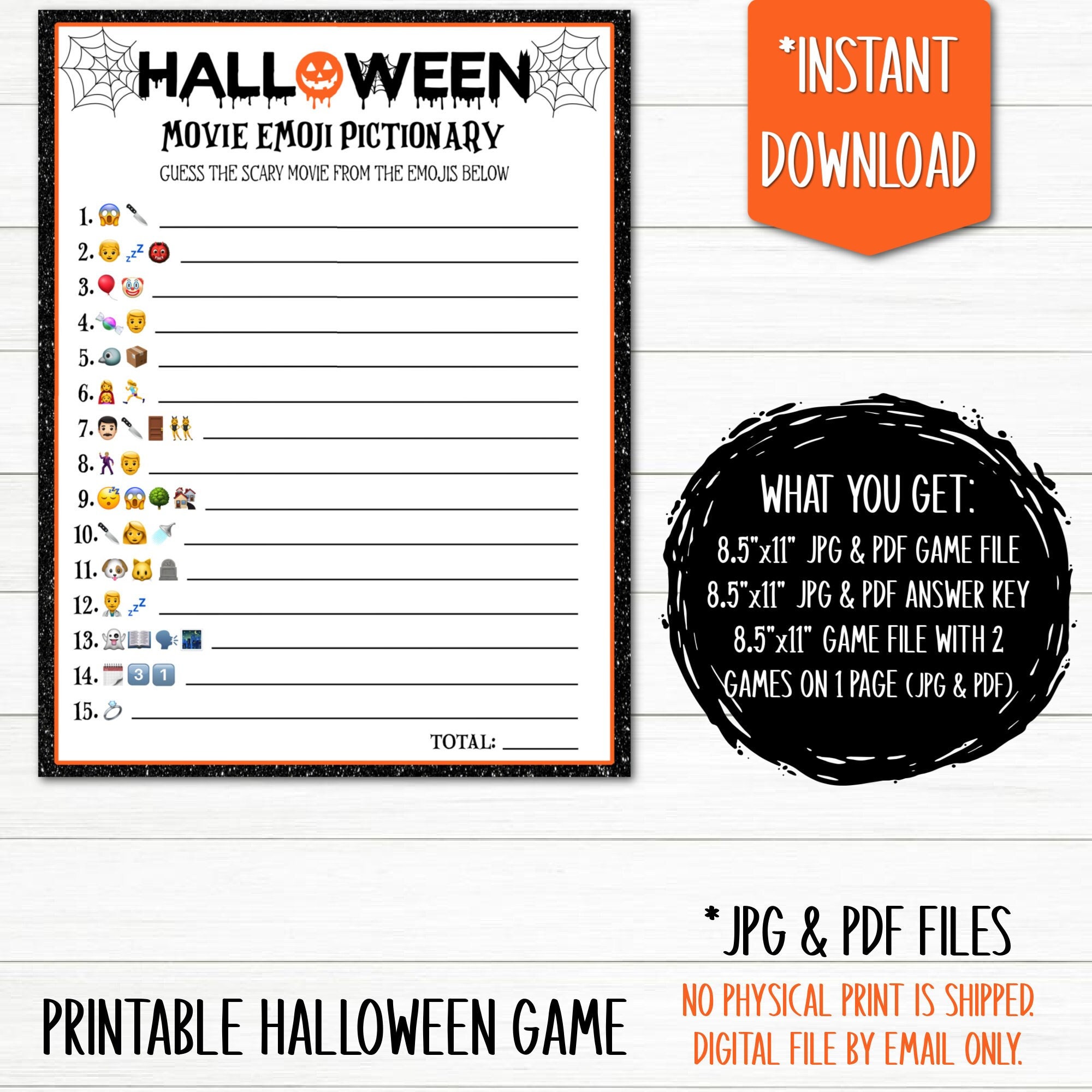Halloween Movie Emoji Pictionary Game Halloween Emoji Game - Etsy