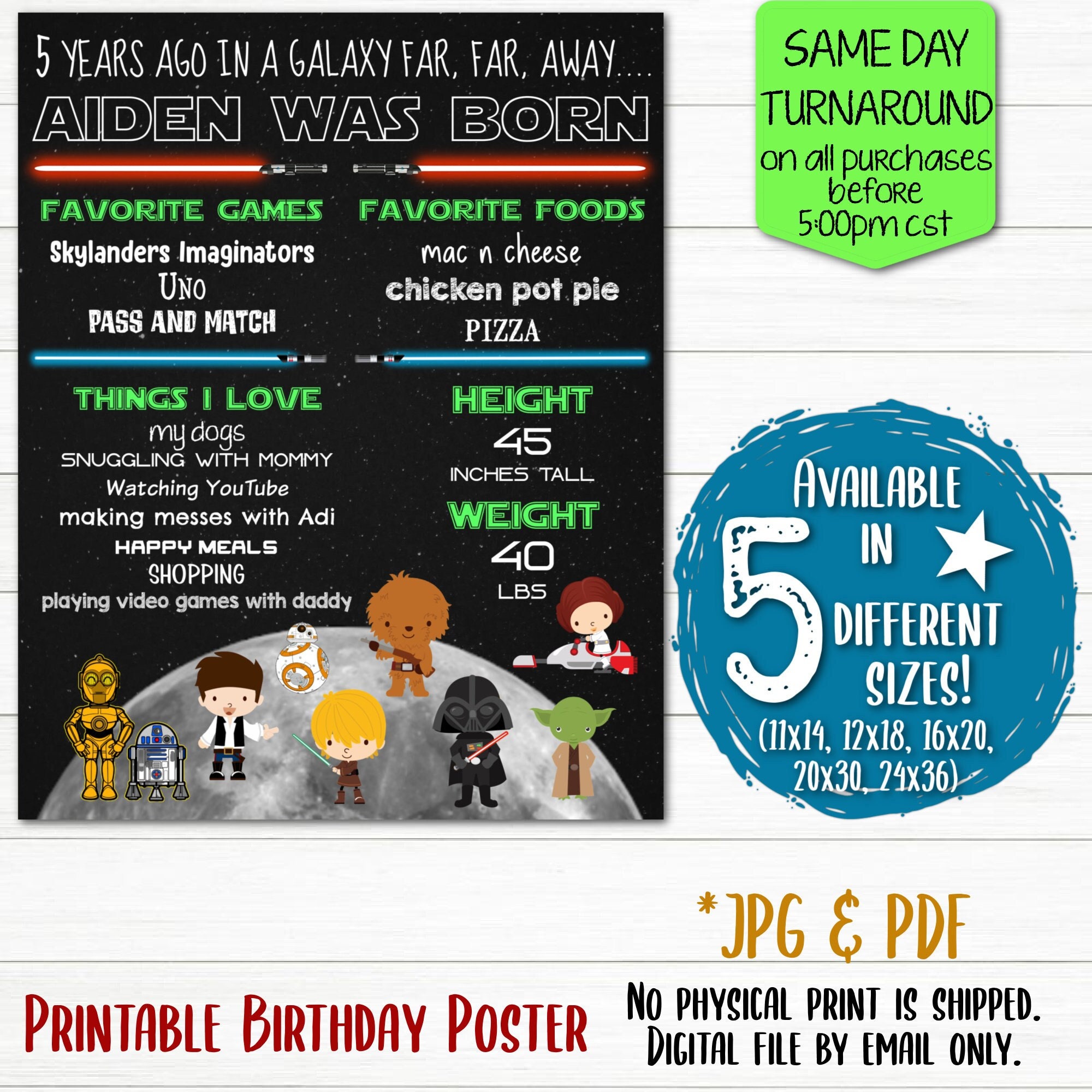 Star Wars Birthday Poster Star Wars Milestone Poster Board - Etsy